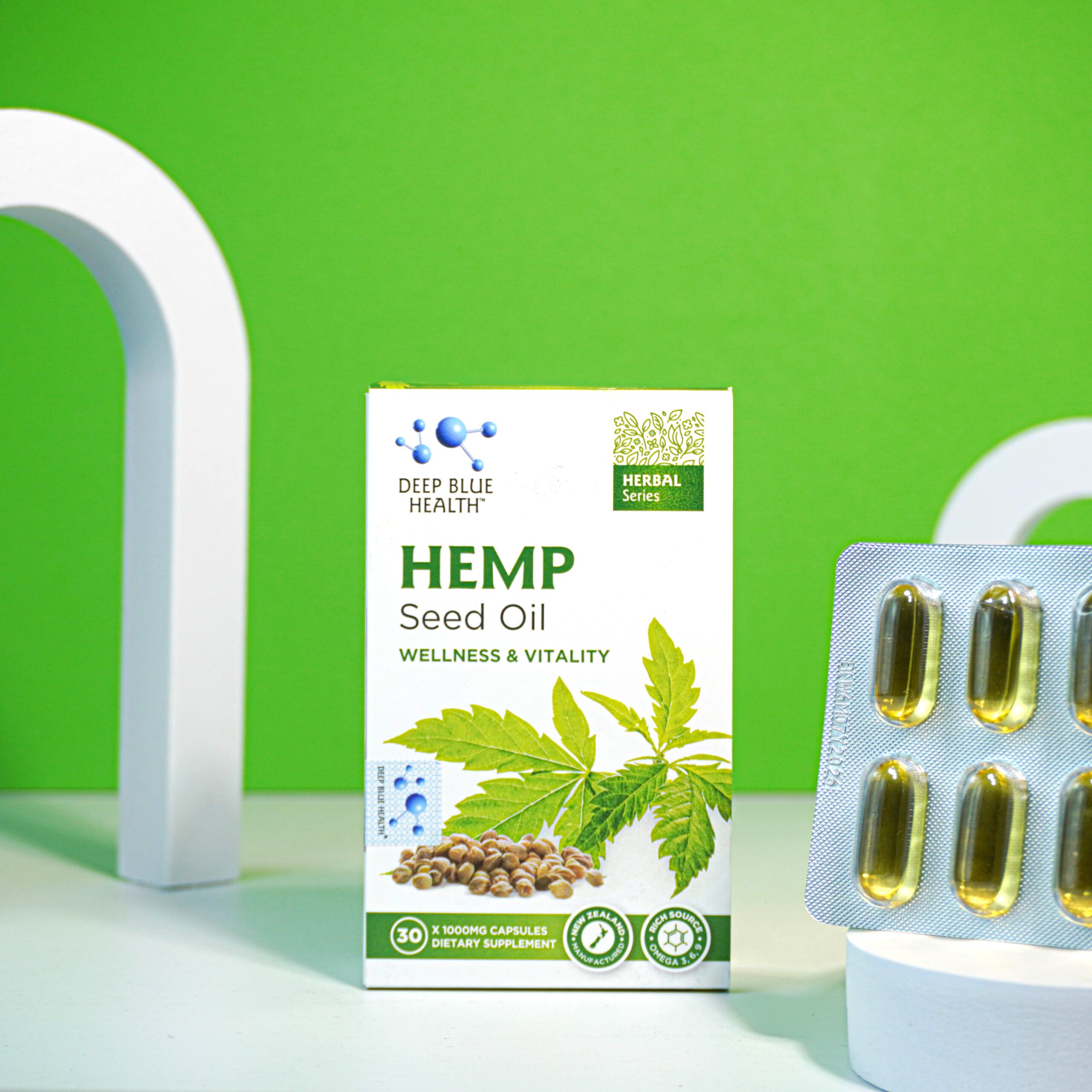 Bộ đôi giảm mụn nội tiết, chàm da: Viên dầu hạt gai Deep Blue Health ...